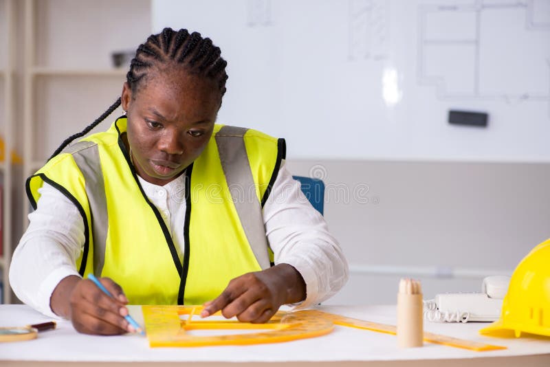 The Young Black Architect Working on Project Stock Image - Image of ...