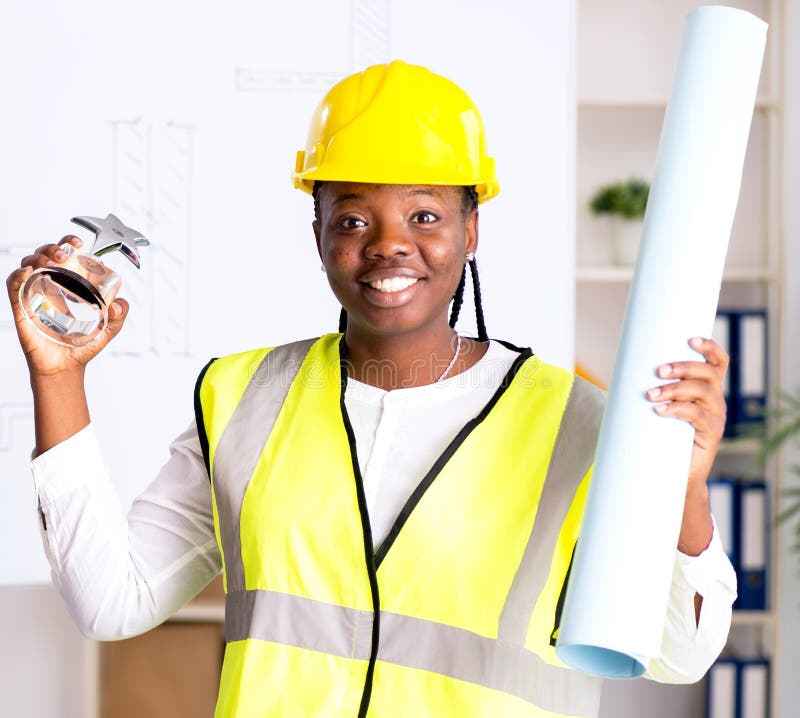 Young Black Architect Working on Project Stock Image - Image of ...