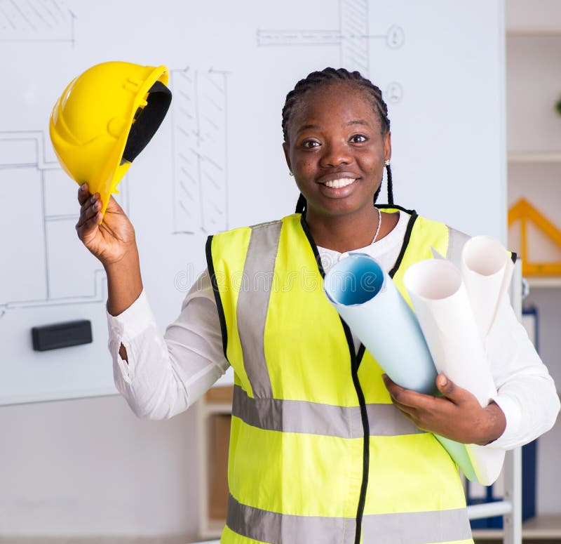 Young Black Architect Working on Project Stock Photo - Image of ...