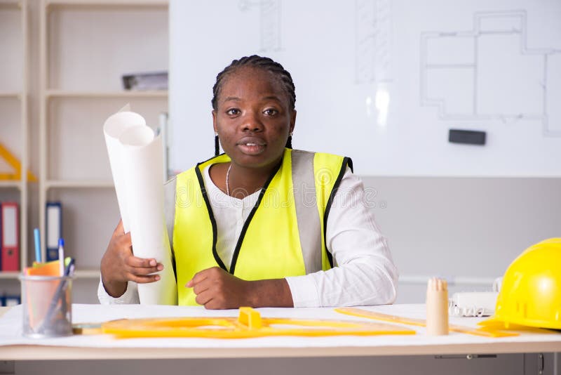 The Young Black Architect Working on Project Stock Image - Image of ...