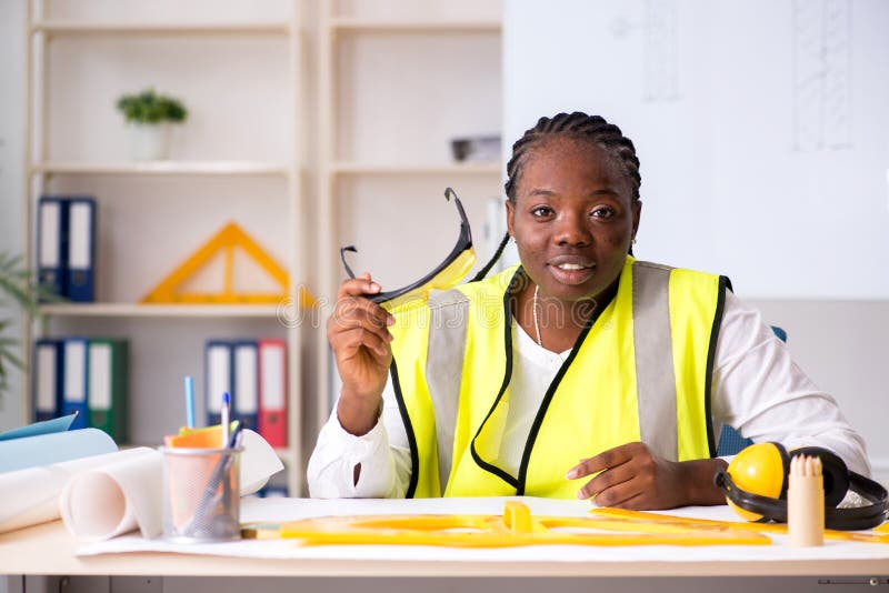 The Young Black Architect Working on Project Stock Image - Image of ...