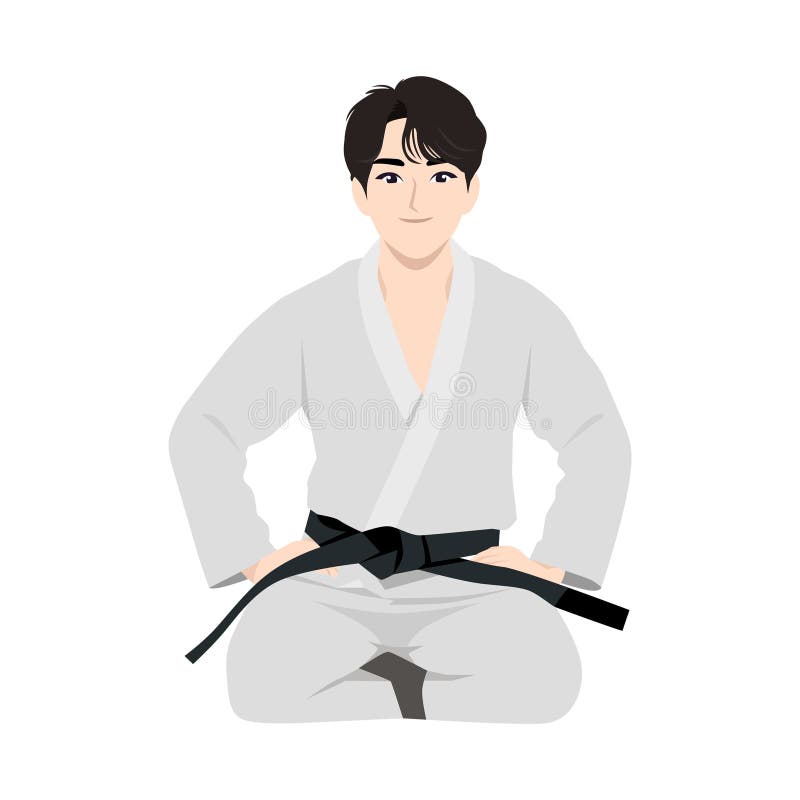 Young Black Belt Karate Man Sit on a Position Stock Illustration ...