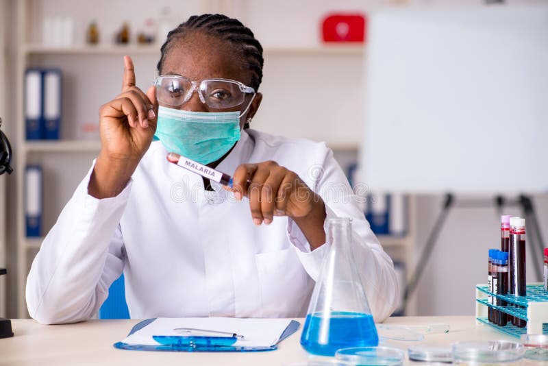 The Young Black Chemist Working in the Lab Stock Photo - Image of ...