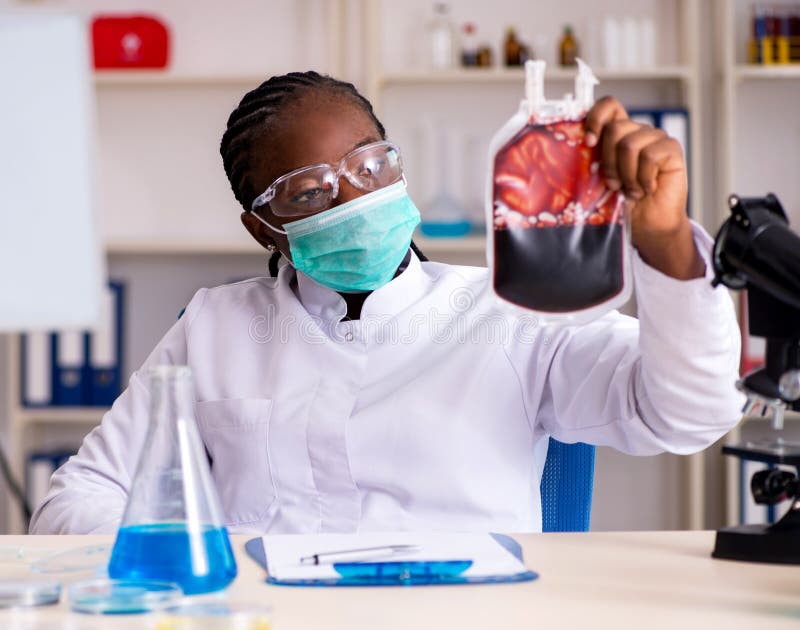 The Young Black Chemist Working in the Lab Stock Image - Image of bank ...