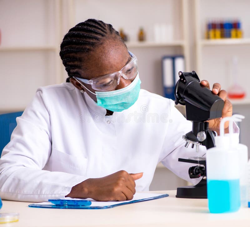 Young Black Chemist Working in the Lab Stock Image - Image of afro ...