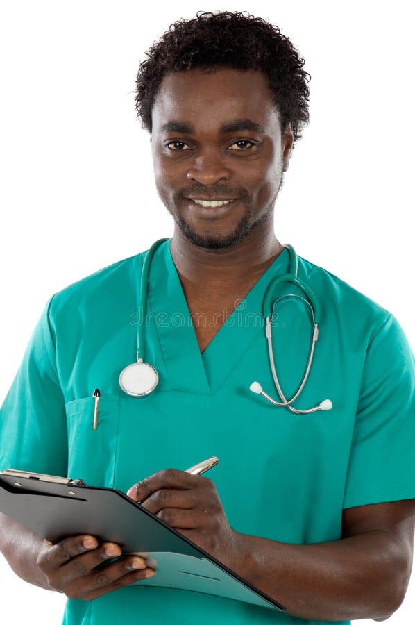 Young black doctor writing stock photo. Image of doctors - 5334890