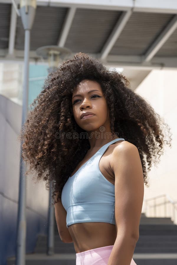 Young Black Female Athlete Looking at the Horizon Stock Photo - Image ...
