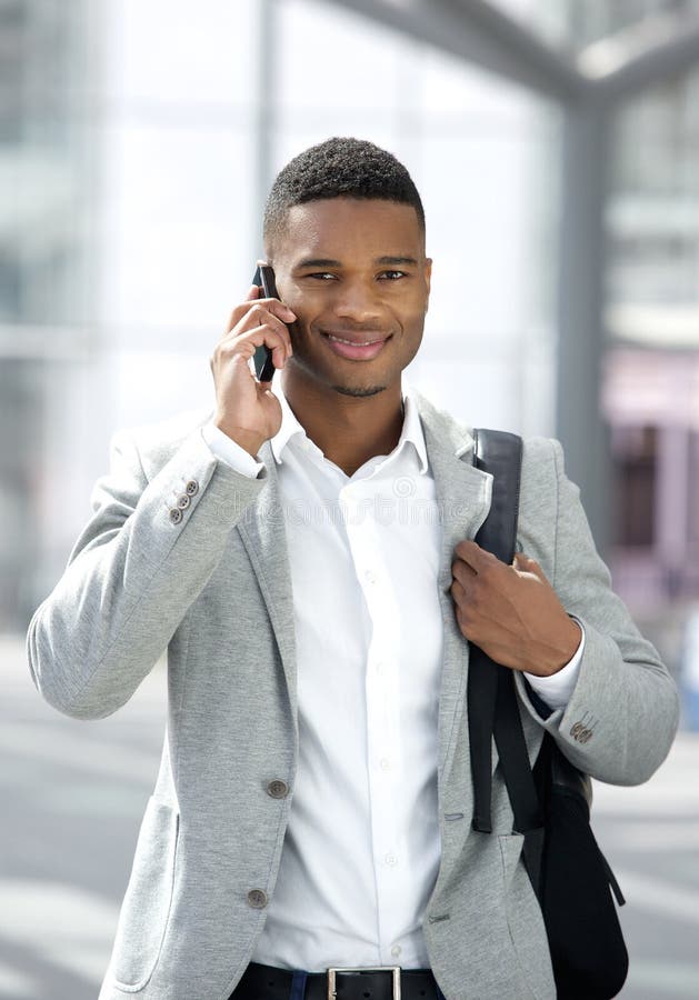 Black man on cell phone. editorial stock image. Image of hair - 36320914