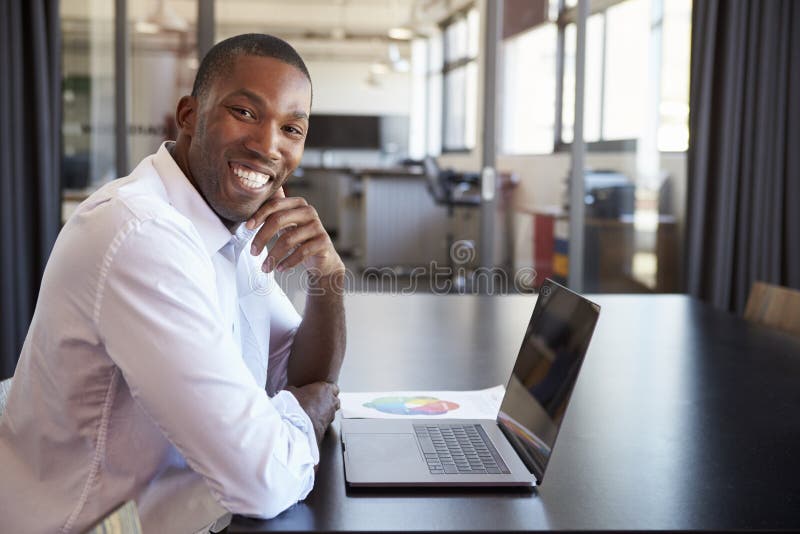1,092 Black Man Working Laptop Smiling Camera Stock Photos - Free ...