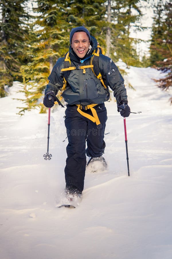 Young Black Man in Winter stock image. Image of trekking - 27152123