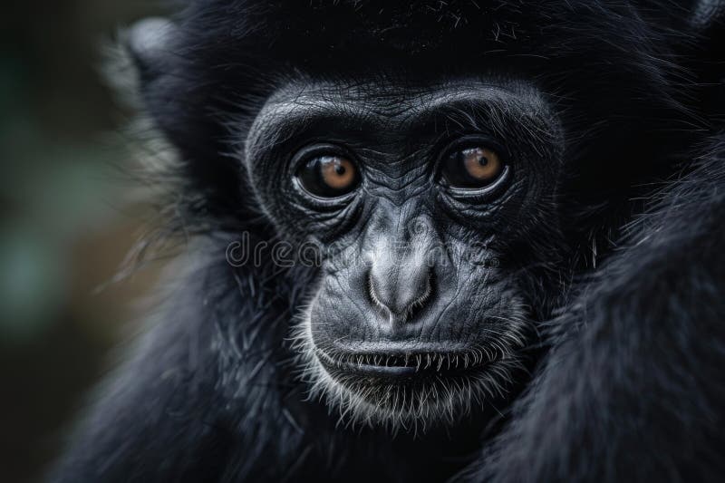 Young Black Monkey Staring with Intense Eyes Stock Illustration ...