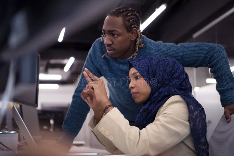 Black Muslim Female Software Developer at Work Stock Photo - Image of ...