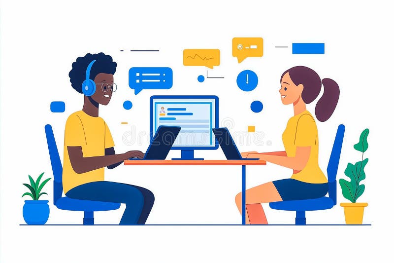 Young Black Technical Support Specialist Helping Female Customer ...