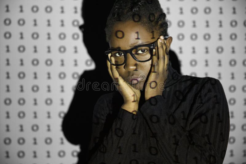 Young Black Woman with Cyber Security Problems Stock Image - Image of ...