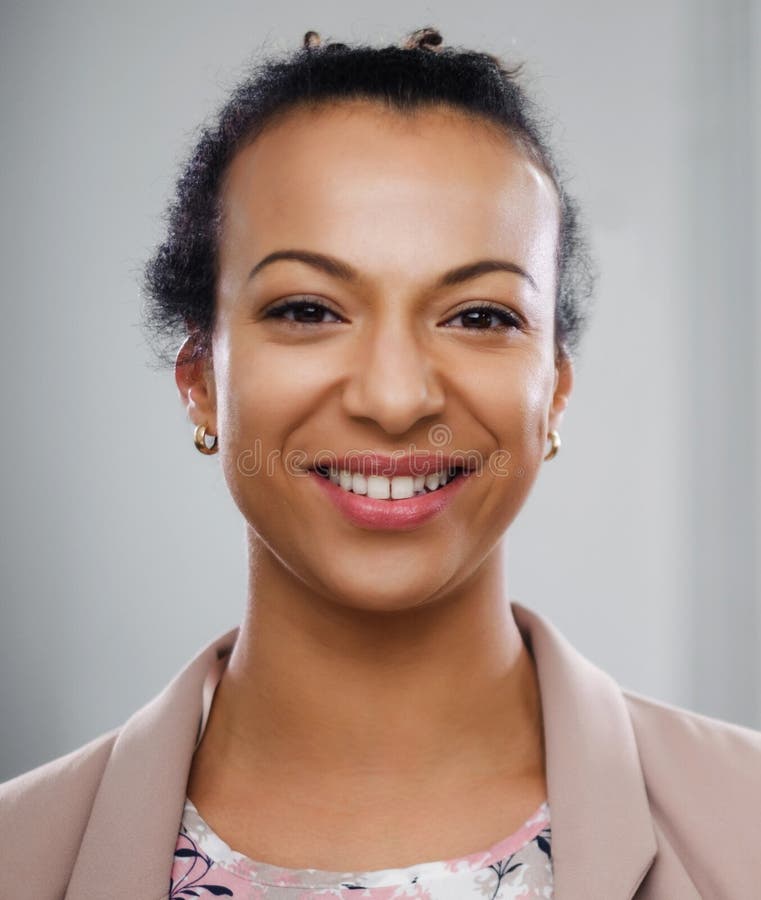 Young Black Woman Face Close-up Stock Photo - Image of cute, beauty ...