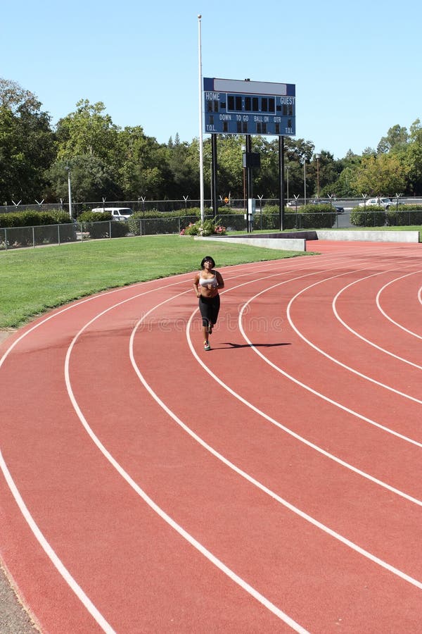 Plump Black Woman Running Outdoors on Track Stock Photo - Image of ...