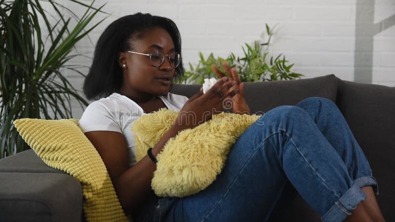 Young Black Woman Sitting with a Psychotherapist in the Office Has a ...