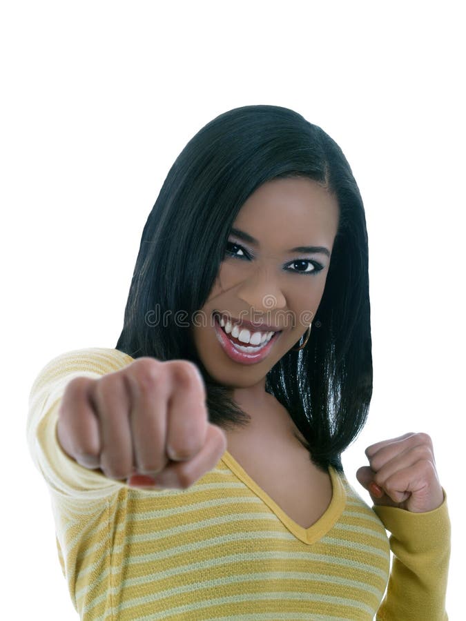 Young Black Woman Throwing a Punch Stock Photo - Image of lady, woman ...