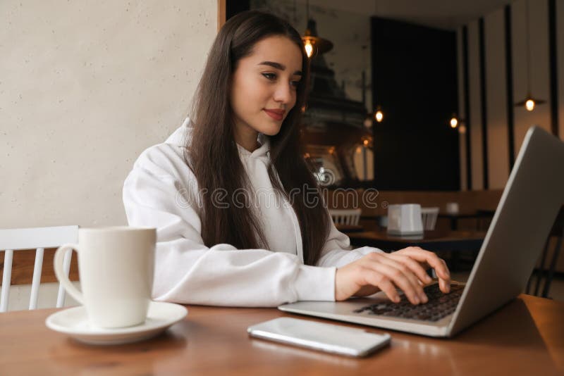 Young Blogger Working with Laptop Stock Photo - Image of information ...