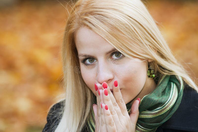 Young Blond Girl Feeling Cold Stock Image - Image of girl, fall: 21848607