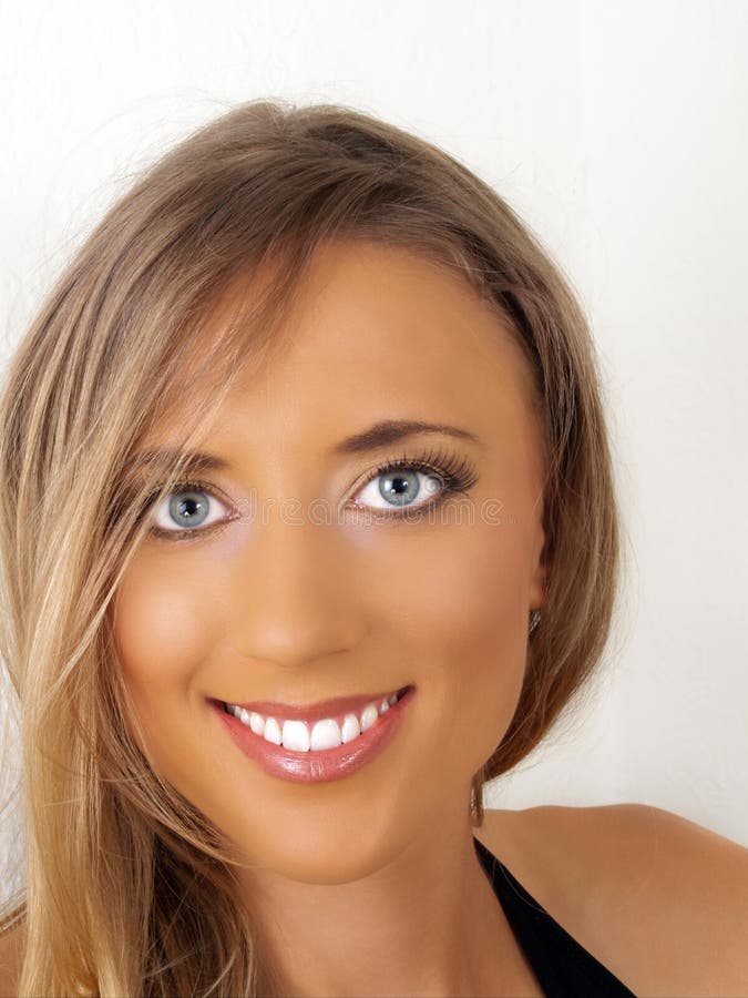 Young Blond Woman with Big Smile Portrait Stock Photo - Image of happy ...