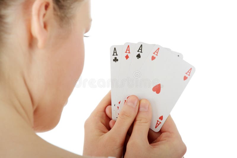 Young Blond Woman Playing Cards Stock Image - Image of casino, gamble ...