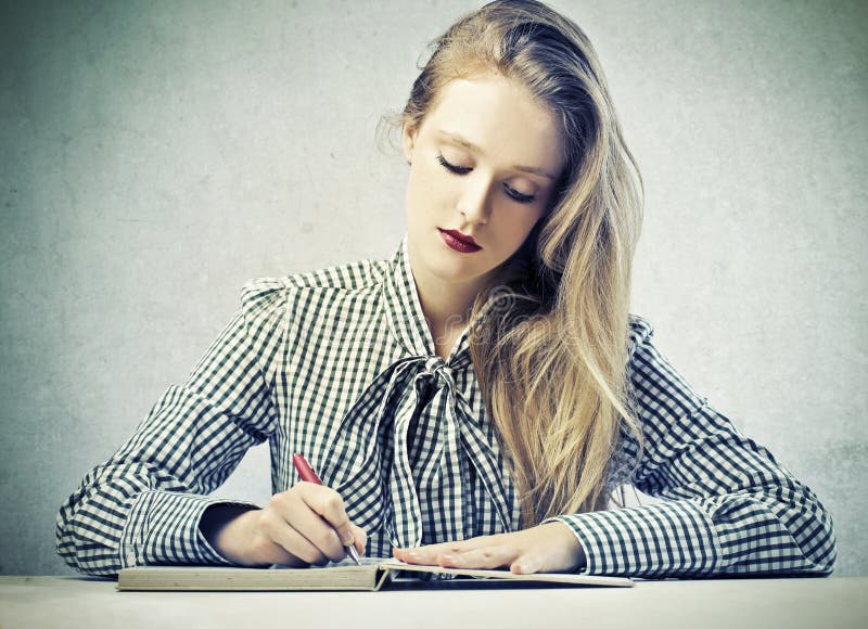 Young Blonde Beauty Writing Stock Image - Image of female, fashion ...