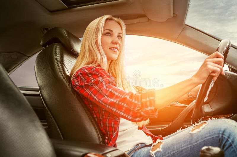 Beautiful Blonde Female Doing Fitness Exercises In Modern Gym Stock ...