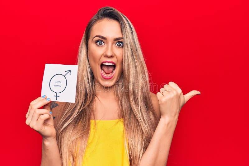 Young Blonde Woman Asking For Sex Discrimination Holding Paper With