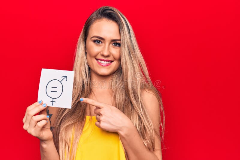Young Blonde Woman Asking For Sex Discrimination Holding Paper With