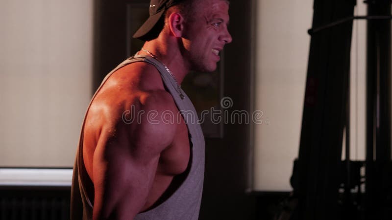 Young Bodybuilder Training in a Gym. Stock Footage - Video of flex ...