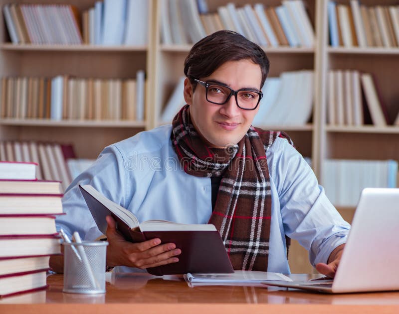 Young Book Writer Writing in Library Stock Image - Image of author ...