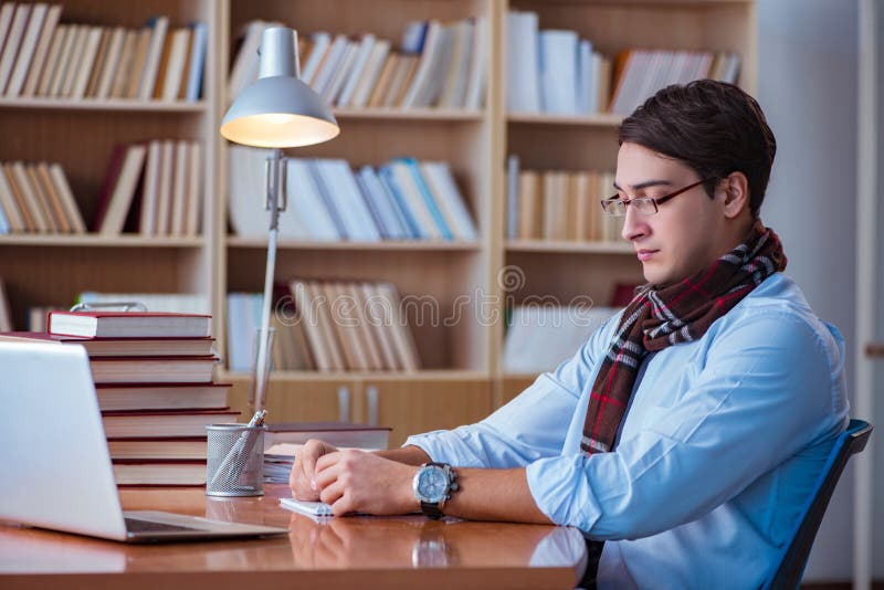 The Young Book Writer Writing in Library Stock Photo - Image of ...