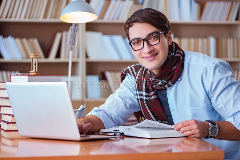 The Young Book Writer Writing in Library Stock Photo - Image of ...
