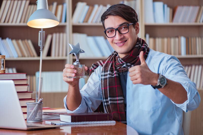 The Young Book Writer Writing in Library Stock Photo - Image of ...