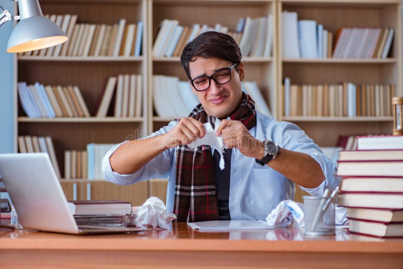 The Young Book Writer Writing in Library Stock Photo - Image of ...
