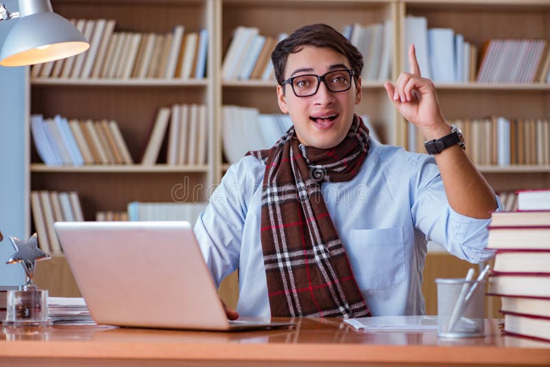 The Young Book Writer Writing in Library Stock Photo - Image of ...