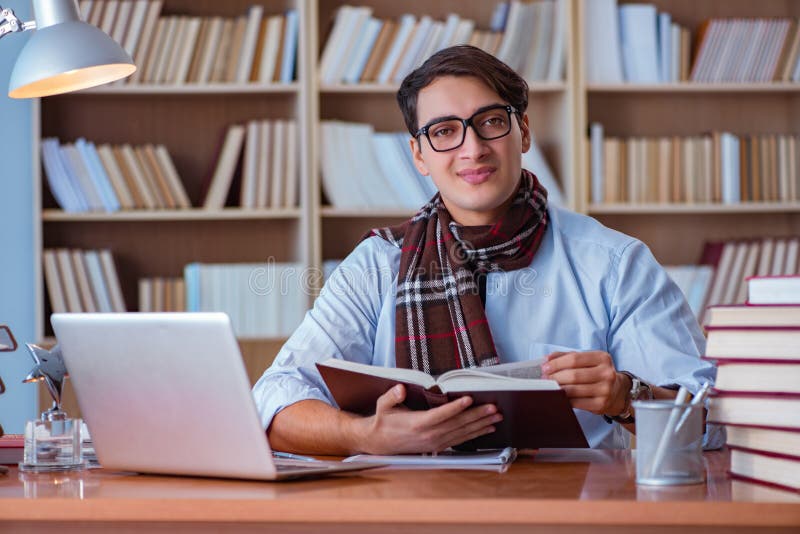 The Young Book Writer Writing in Library Stock Photo - Image of ...