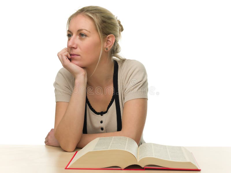 Bored Female Teenage Student Studying Stock Image - Image of children ...