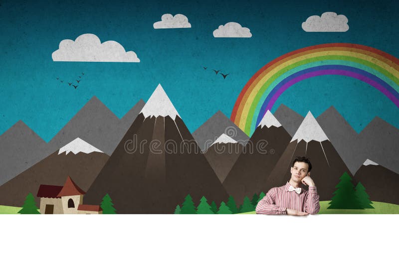 Bored man with banner stock image. Image of male, happiness - 119437217