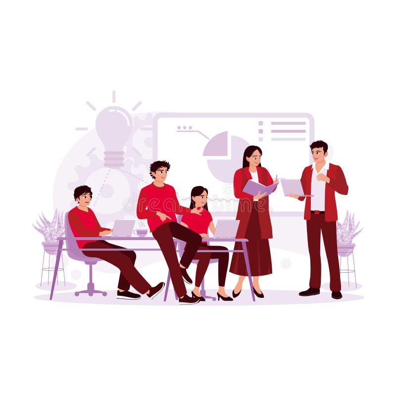 Young Boss Presenting a Business Project in a Meeting in Front of ...