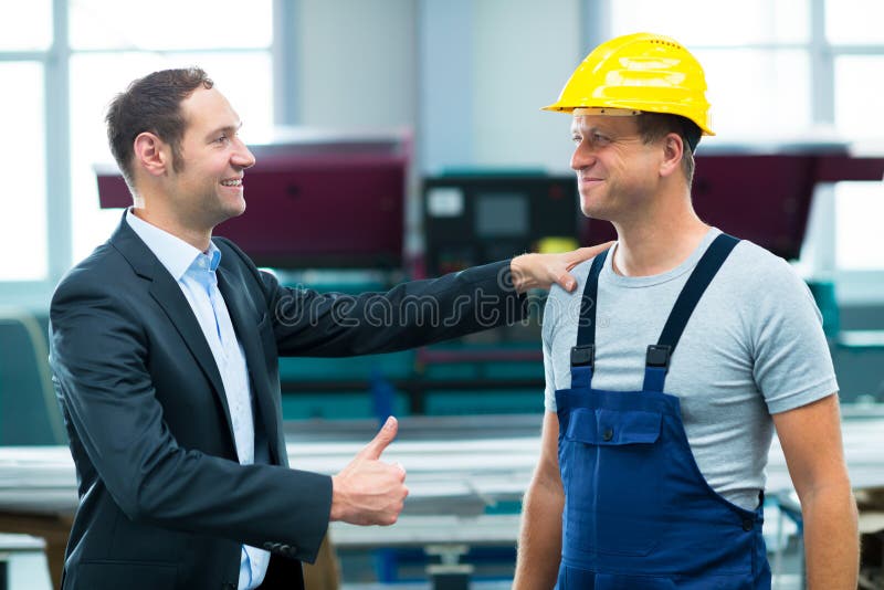 Boss And Worker In Conversation Stock Photo - Image of foreman, order ...