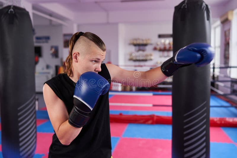 Young Boxer Doing Shadow Boxing in a Gym Stock Photo - Image of shorts ...