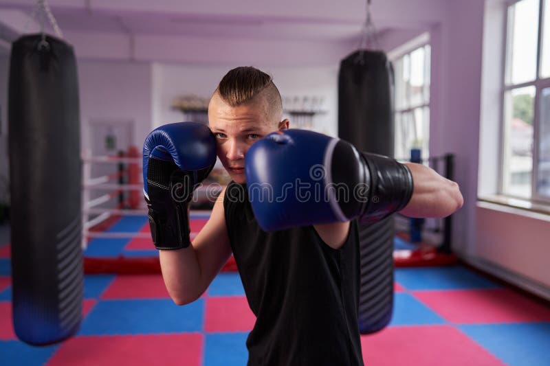 Young Boxer Doing Shadow Boxing in a Gym Stock Image - Image of kickbox ...