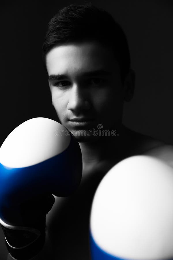 Young boxer fighter stock image. Image of blue, portrait - 35121459