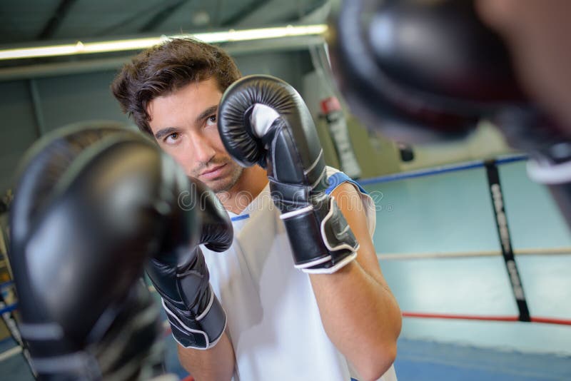 Young Boxer Focused Defense Stock Photo - Image of sport, uppercut ...