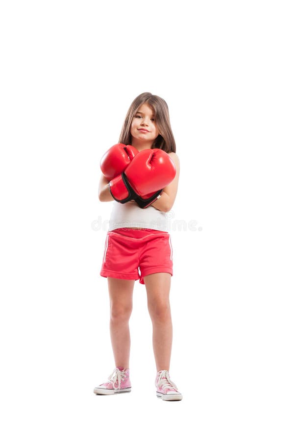 Cute Boxer Child Wearing Red Boxing Gloves Stock Photo - Image of boxer ...