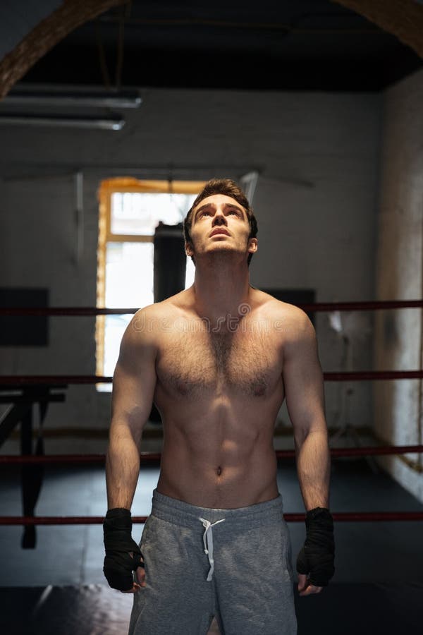 Young Boxer Looking Up at Light Stock Photo - Image of fighter, human ...