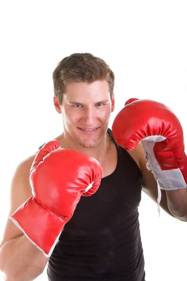 Young Boxer Posing with Red Gloves Stock Image - Image of people ...