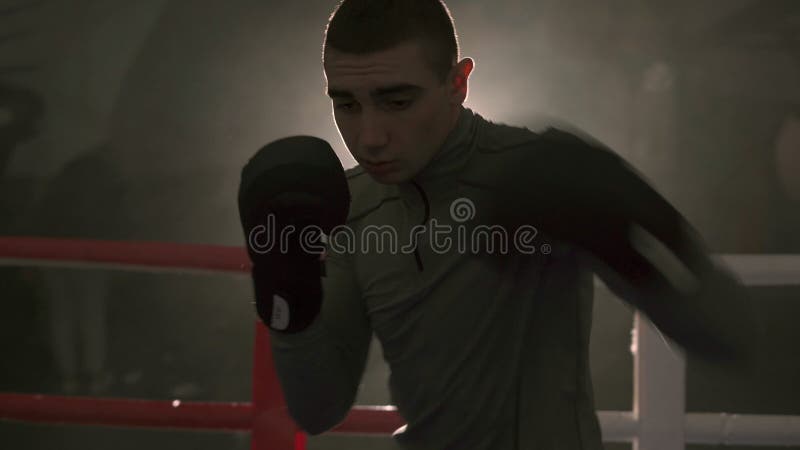 Young Boxer Practicing Punches at a Boxing Hall. Close-up of a Male ...